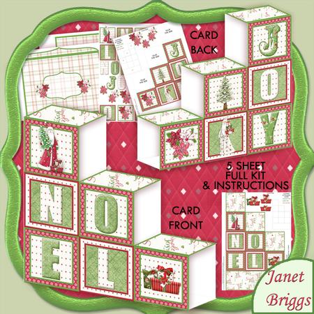 Christmas Noel Blocks Card 5 Sheet Full Kit - CUP447176_68 | Craftsuprint