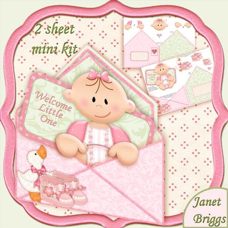 New Baby Girl Envelope Peeper Card 2 Sheet Mini Kit - CUP470563_68 ...