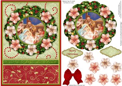 Christmas Wreath Nativity A5 Card Topper & Decoupage - CUP484280_68 ...