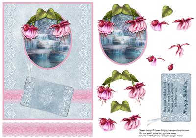 Waterfall & Fuchsias Card Front & Decoupage - CUP49933_68 | Craftsuprint