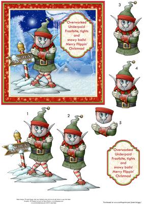 Overworked Underpaid Christmas Elf Card Topper & Decoupage - CUP576610 ...