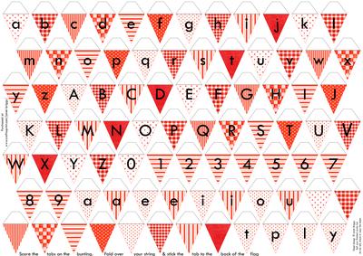 Alphabet Bunting Red Letters Numbers & Blanks - CUP621343_68 | Craftsuprint