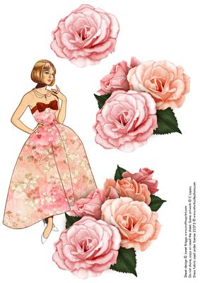 A4 Elegant Lady & Roses in Peachy Pink Part 2 - CUP75500_68 | Craftsuprint