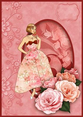A4 Elegant Lady & Roses in Peachy Pink Part 1 - CUP75506_68 | Craftsuprint