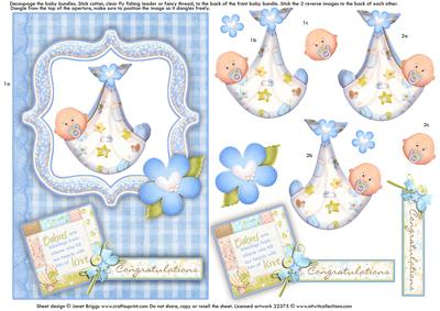 Baby Boy Dangler Card and Double Sided Decoupage - CUP90308_68 ...