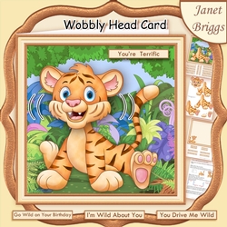 WILD ABOUT YOU TIGER WOBBLY HEAD CARD 8x8 Decoupage & Insert Mini Kit ...