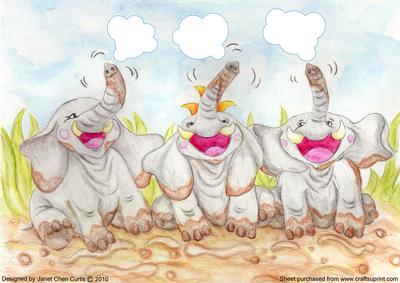 Three Happy Muddy Elephants - CUP105193_730 | Craftsuprint