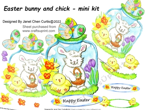 Happy Easter bunny and chick-mini kit - CUP1149601_730 | Craftsuprint