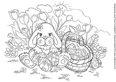 Happy Easter Bunny, Eggs and a Basket-digi Stamps - CUP308502_730 ...