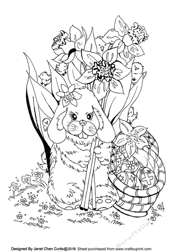 Happy Easter bunny and daffodil - CUP957922_730 | Craftsuprint