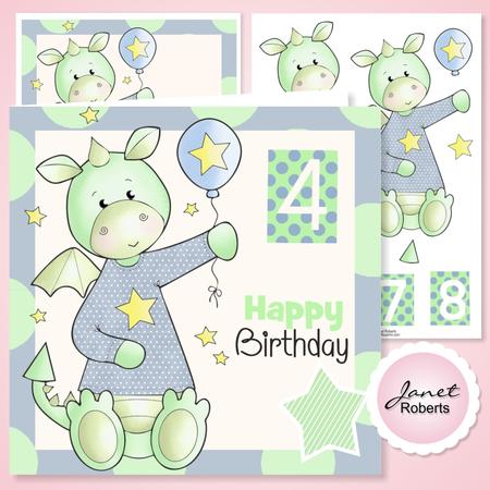 Denzil Dragon with Balloon Birthday Card Topper - CUP543518_2053 ...