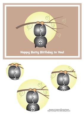 Happy Batty Birthday Topper - CUP548577_2053 | Craftsuprint
