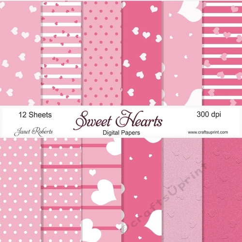 Pink Sweet Heart Papers - 12 sheets - CUP758936_2053 | Craftsuprint
