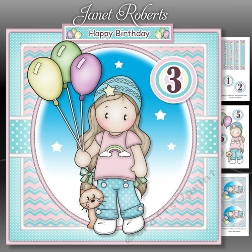 Chloe with Balloons Mini Kit with Optional Age Badges 1 to 6 yrs ...