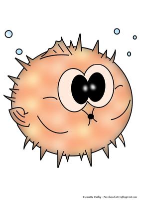 Puff the Puffer Fish Coloured - CUP326005_1749 | Craftsuprint