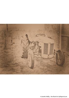 Tractor in Yard Tinted - CUP346995_1749 | Craftsuprint