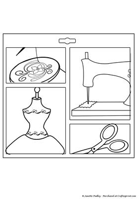 Framed Sewing Theme Digi Stamp - CUP384487_1749 | Craftsuprint