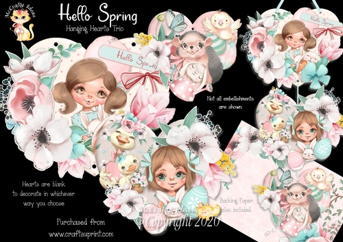 Hello Spring Hanging Hearts Trio - CUP1029930_905 | Craftsuprint