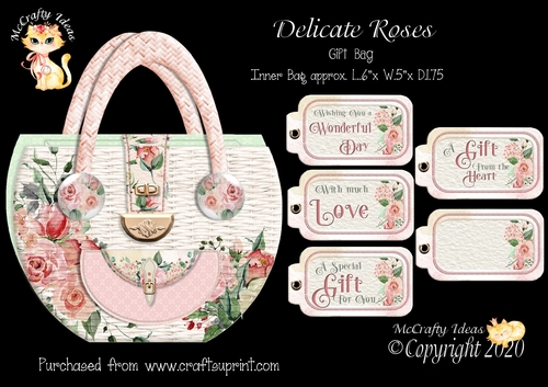 Delicate Roses Gift Bag - CUP1031653_905 | Craftsuprint