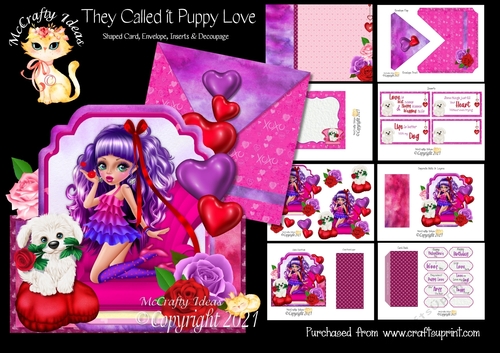They Call it Puppy Love 1 Shaped Card and Envelope Kit. - CUP1092832 ...