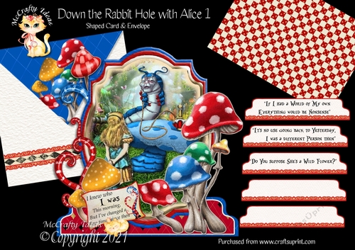 Down the Rabbit Hole with Alice 1 Shaped 6x6 Card & Envelope Kit ...