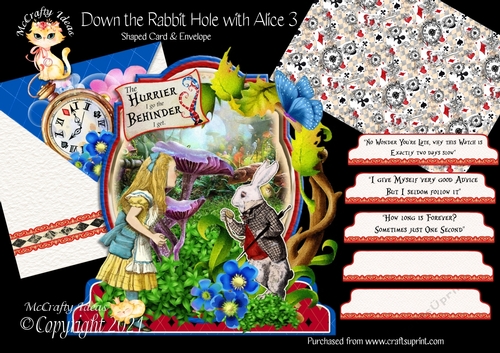 Down the Rabbit Hole with Alice 3 Shaped 6x6 Card & Envelope Kit ...