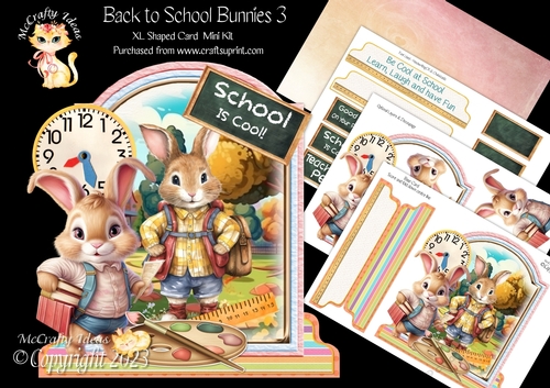 Back to School Bunnies 3 XL Shaped Card Kit - CUP1232280_905 | Craftsuprint