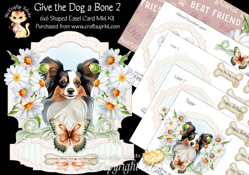 Give the Dog a Bone 2 Shaped Easel Card - CUP1292774_905 | Craftsuprint