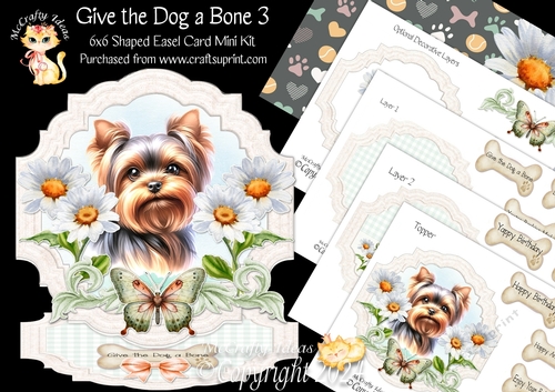 Give the Dog a Bone 3 Shaped Easel Card - CUP1292775_905 | Craftsuprint
