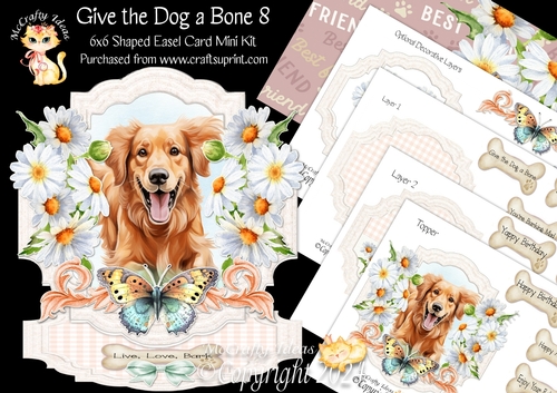 Give the Dog a Bone 8 Shaped Easel Card - CUP1292981_905 | Craftsuprint