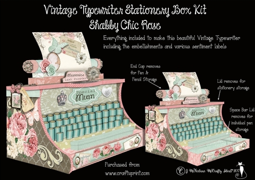 Vintage Typewriter Stationery Box Kit - Shabby Chic Rose - CUP769837 ...