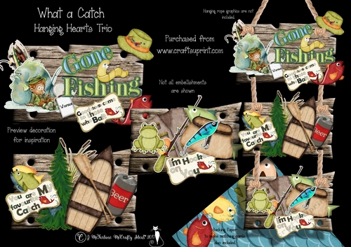 What a Catch Hanging Wood Sign Trio - CUP804575_905 | Craftsuprint