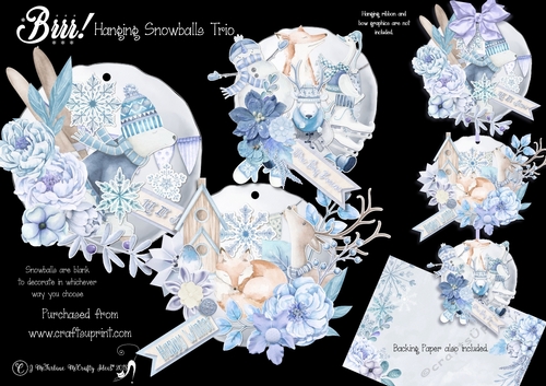 Brrr! Hanging Snowballs Trio - CUP905778_905 | Craftsuprint