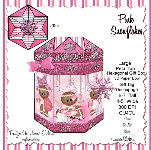 PINK SNOWFLAKES GINGERBREAD - PETAL TOP BOX - CUP1009329_2049 ...