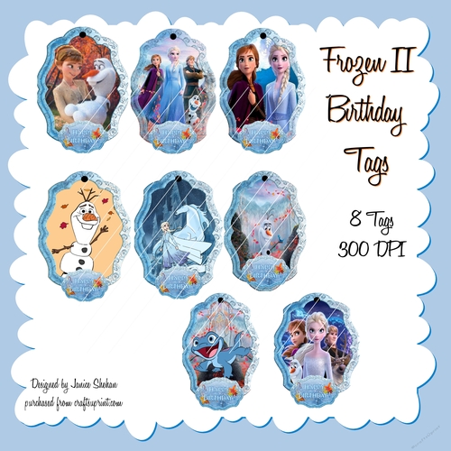 FROZEN II 2 BIRTHDAY HANG GIFT TAGS - CUP1017944_2049 | Craftsuprint