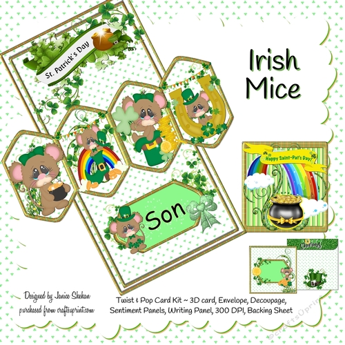 TWIST AND POP CARD KIT - IRISH MICE - CUP1030130_2049 | Craftsuprint