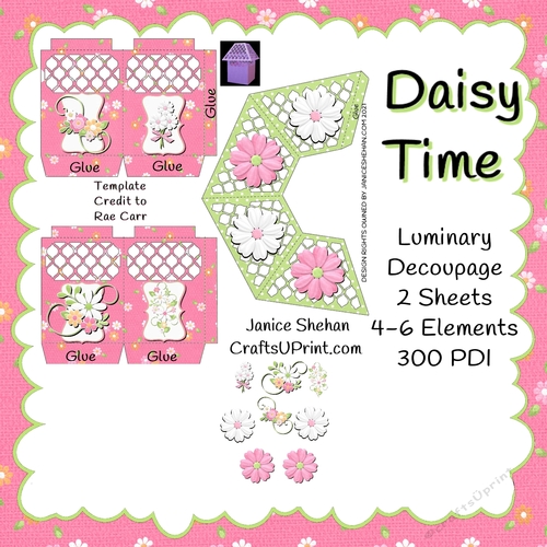 DAISY PINK LUMINARY LUMINARIES DECOUPAGE - CUP1170026_2049 | Craftsuprint