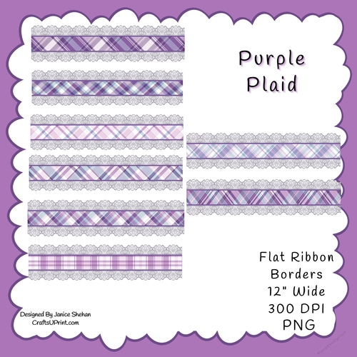PURPLE PLAID RIBBON BORDERS LACE PNG - CUP1208390_2049 | Craftsuprint
