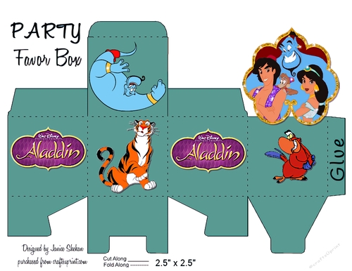 DISNEY ALADDIN JASMINE BIRTHDAY FAVOR BOX - CUP1210833_2049 | Craftsuprint