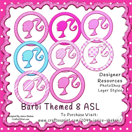 BARBIE BARBI THEMED GLITTER, SPARKLE PHOTOSHOP LAYER STYLES ASL 8 ...
