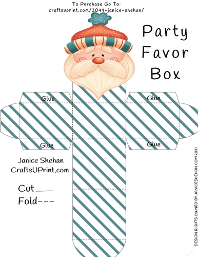 SANTA, CHRISTMAS, BIRTHDAY PARTY FAVOR BOX - CUP1219785_2049 | Craftsuprint