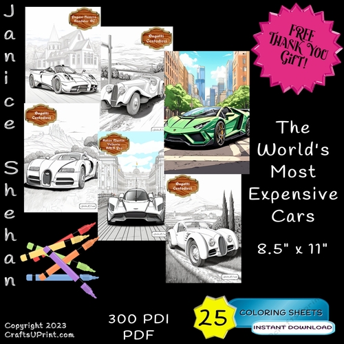 25 The Worlds Most Expensive Cars, COLOUR ING BOOKS, CHILDREN, ADULT ...