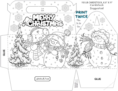 SNOWMAN CHRISTMAS COLORING GIFT BOX GABLE BOX FOR CHILDREN - CUP1263122 ...