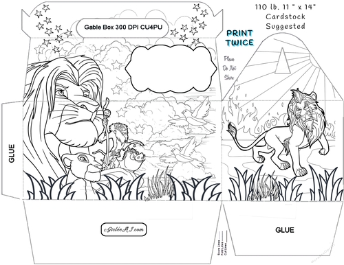 LION KING, SIMBA, COLORING GIFT BOX GABLE BOX FOR CHILDREN - CUP1263129 ...