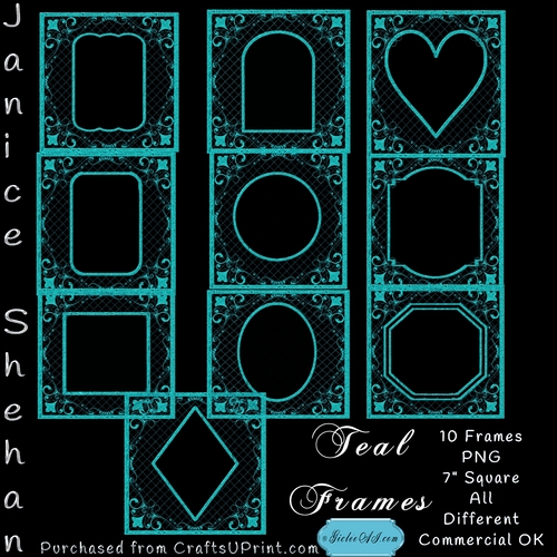 10 TEAL MESH FRAMES BEAUTIFUL FANCY EMBELLISHMENTED, CU4CU - CUP1310000 ...