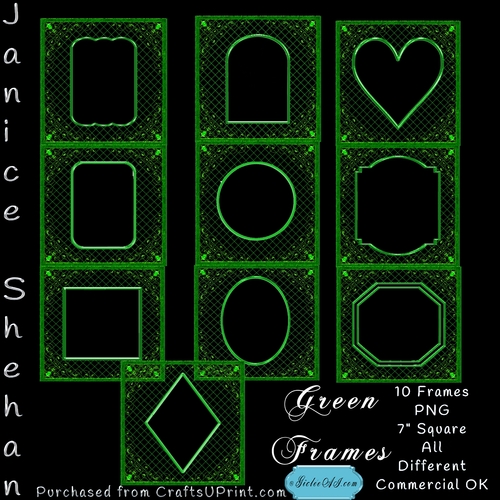 10 GREEN MESH FRAMES BEAUTIFUL FANCY EMBELLISHMENTED, CU4CU ...