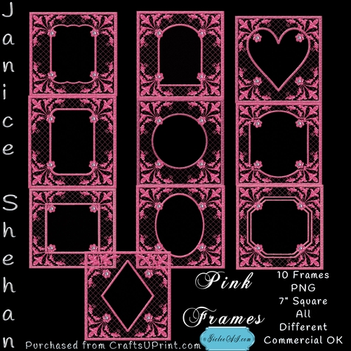 10 PINK MESH FRAMES BEAUTIFUL FANCY EMBELLISHMENTED, CU4CU - CUP1310003 ...