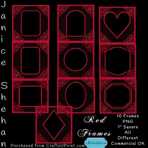 10 RED MESH FRAMES BEAUTIFUL FANCY EMBELLISHMENTED, CU4CU - CUP1310006 ...