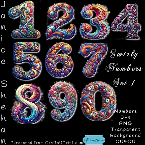 SWIRLY FANCY NUMBERS 0-9 SET 1 - CUP1312207_2049 | Craftsuprint