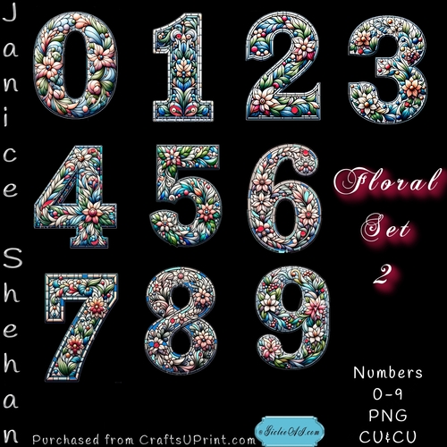 FLORAL NUMBERS 0-9 SET 1 - CUP1312973_2049 | Craftsuprint